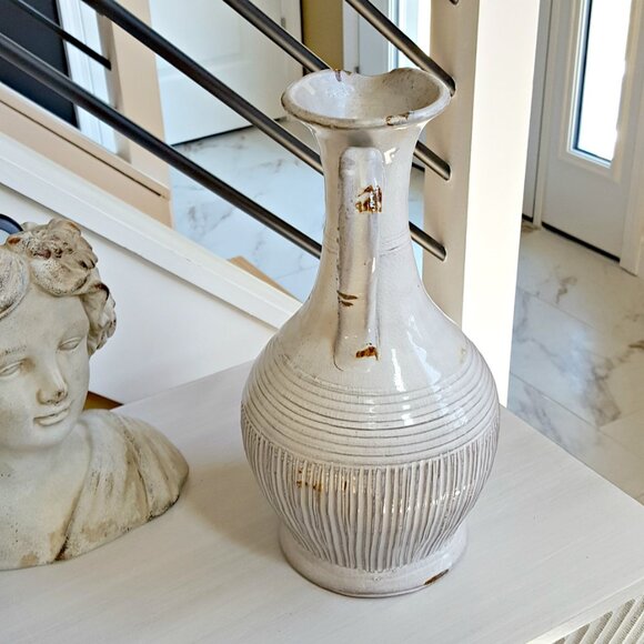 Unbranded | Accents | Boho Farmhouse Distressed Pottery Jug Vase Decor ...